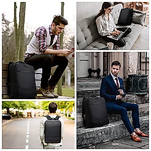 Seekvigor Laptop Backpack, Mens Backpack for Work, Work Backpack for Women, College Backpack, Travel Backpack, Holds 15.6 Inch Laptop, Can be Used as Travel Business Work - Black