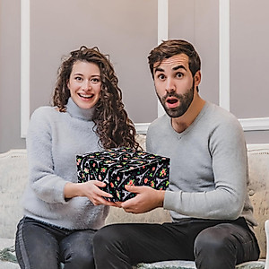 NEPOG Eiffel Tower Wrapping Paper, Black Paris Eiffel Tower Flower Gift Wrapping Paper for Women Men Boys, 6 Sheets Folded Flat 20x28 inches per Sheet for Wedding, Mother's Day, Birthday Party