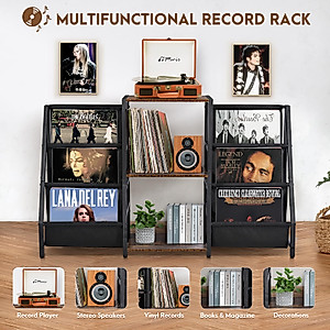 Record Player Stand with Vinyl Storage, Record Player Table with Vinyl Record Storage Holds 220 Albums, Turntable Stand with Record Holder Vinyl Display Shelf, Record Player Cabinet for Living Room