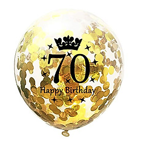 70th Birthday Balloons Gold and Black Party Decorations Latex Confetti Balloon for Women Men 70 Year Old Anniversary Decoration Party Supplies 12 Inch 15 Pack(70 years old)