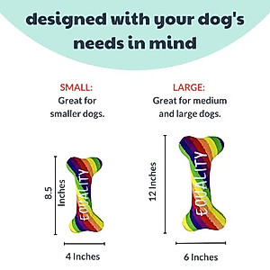 H&K for Dogs Power Plush | Pride Equality Bone (Small) | Pride Funny Dog Toy | Dog Toy with Squeaker | Dog Gift | Fun, Durable, and Safe | Squeaky Dog Toy