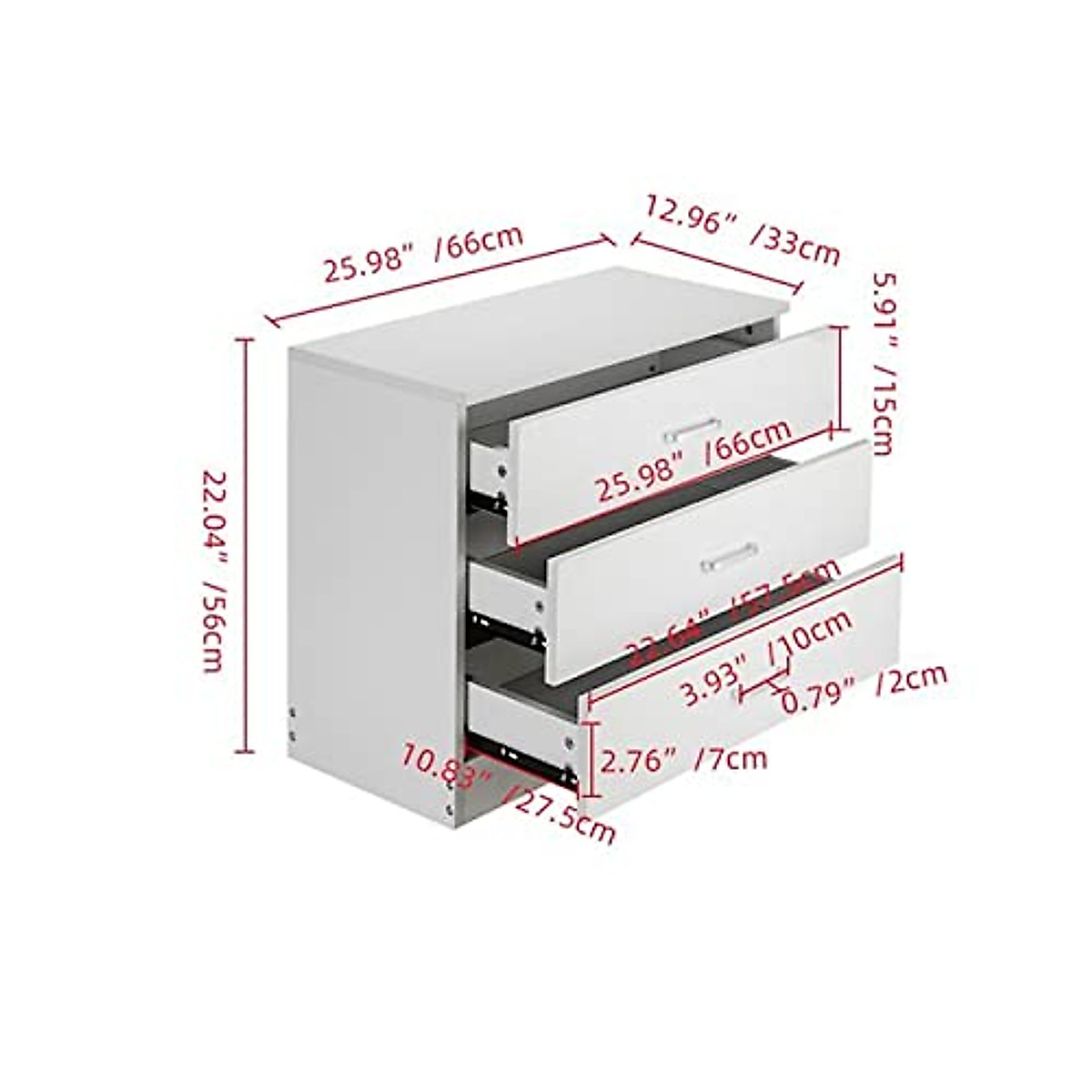 FFNUM Bedside Table Wood Simple 3-Drawer Dresser Night Stand Side Table for Living Room Bedroom（White, Black） Night Stand (Color : Black)