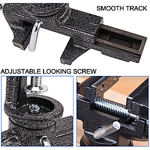 Universal Table Vise 3 Inch, Home Vise Clamp-on Portable Bench Clamp, 360° Swivel Base Clamps Fixed Tool for Woodworking, Handcraft Creations, Metalworking, Cutting Conduit, Drilling, Sawing (Black)