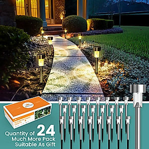 GIGALUMI 24 Pack Solar Path Lights Outdoor,Solar Lights Outdoor Waterproof,Stainless Steel LED Landscape Lighting,Solar Garden Lights for Driveway,Pathway,Patio,Yard