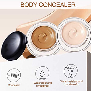 Tattoo Concealer, 2pcs Makeup Body Birthmark Scar Spots Cover Cream Water Proof Two Colors Cover Up Concealer Set Use on Body for Men and Women