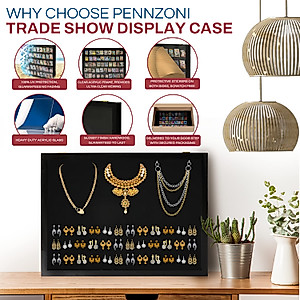 PENNZONI Trade Show Display Portable Case, Clear Acrylic Box for Pastry Display, Display Case for Exhibits w/Wooden Dowels | Black No Felt