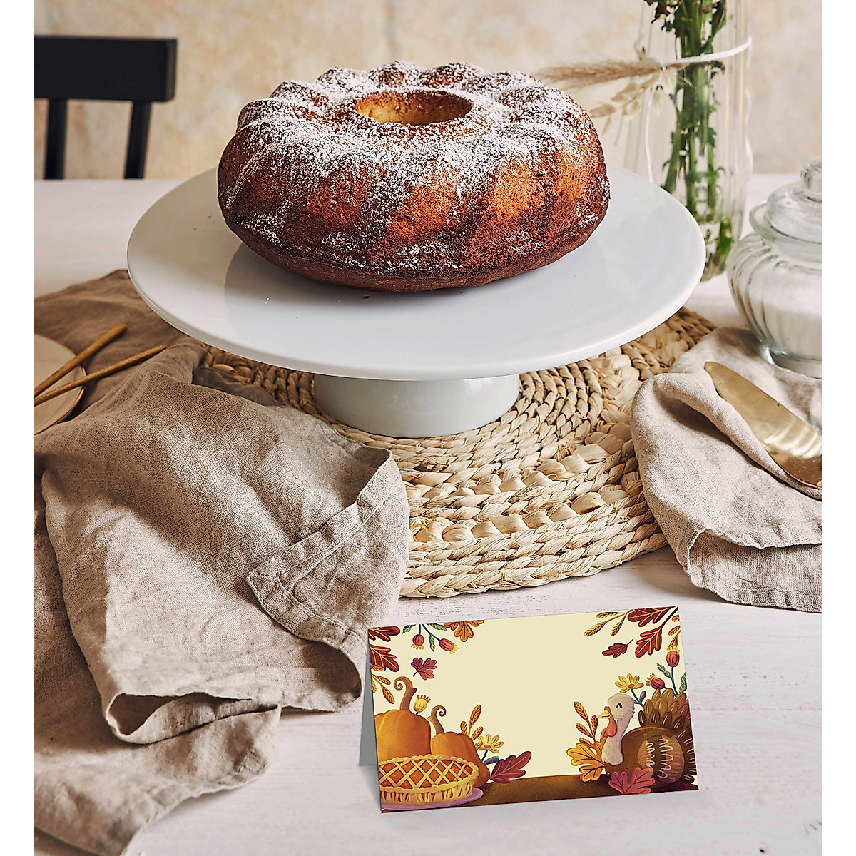 Fall Thanksgiving Table Place Card, 25 Pcs Tent Style Cards Set with Pumpkin and Maple Leaf, Editable Name Cards for Table Seating, Scored for Easy Folding, Food Lables for Autumn Party (05)