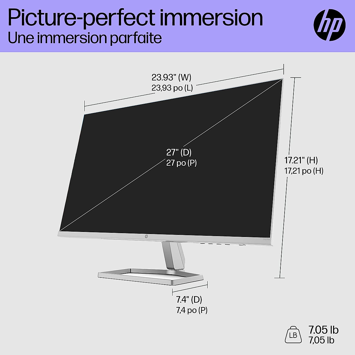 HP 27-inch FHD Monitor with AMD FreeSync Technology (2021 Model, M27fw)