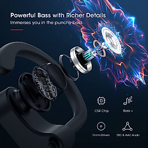 Bluetooth Headphones V5.0, Flame Running Headphones w/16 Hrs Playtime, Bass+ HD Stereo Wireless Sports Earphones w/IPX7 Waterproof Earbuds in Ear for Workout, Gym w/CVC6.0 Noise Cancelling Mic Red