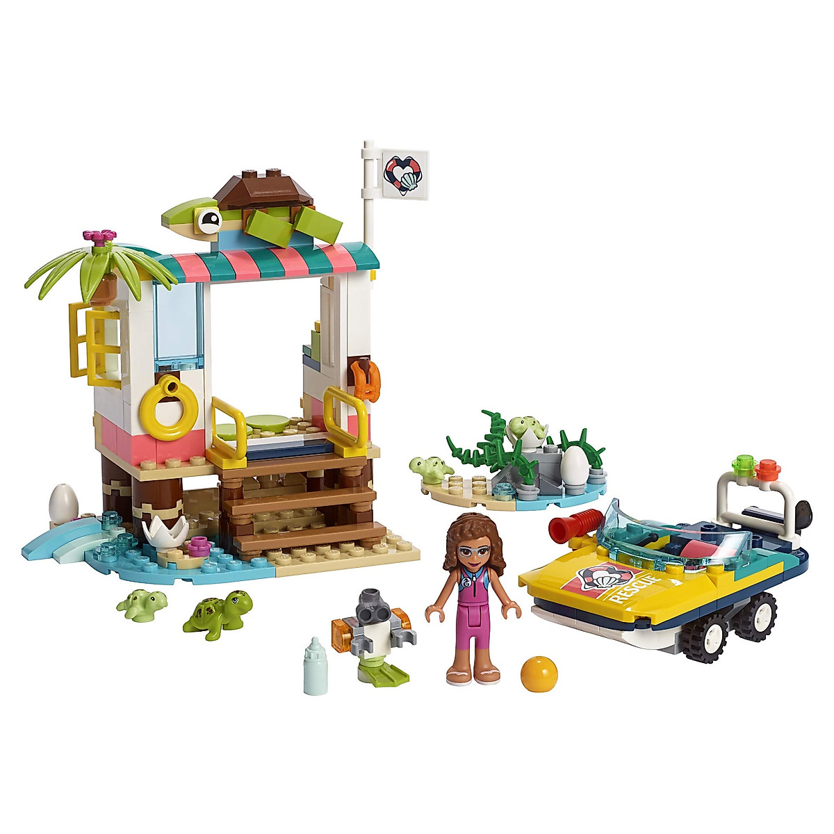 LEGO Friends Turtles Rescue Mission 41376 Rescue Building Kit with Olivia Minifigure and Toy Turtles, Includes Toy Rescue Vehicle and Clinic for Pretend Play (225 Pieces)