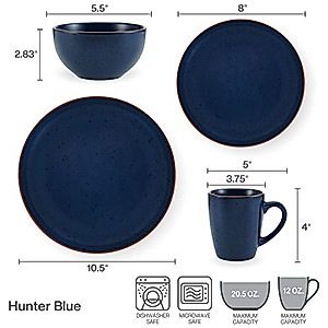 Pfaltzgraff Hunter 16 Piece Dinnerware Set, Service for 4, Blue