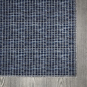 Ottomanson Machine Washable Wrinkle Free Solid Design Cotton 3x6 Traditional Flatweave Area Rug for Dining Room, Living Room, Bedroom, 2'7'' x 6', Navy
