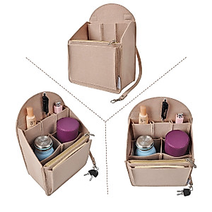 Vercord Felt Backpack Organizer Rucksack Insert Liner Inside Daypack Shoulder Bag Beige Small