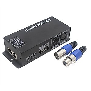 JOYLIT DMX512 Decorder LED Controller 3 Channels 3X8A 288W Digital Display DC 12V-24V for RGB 5050 3528 LED Strip Light
