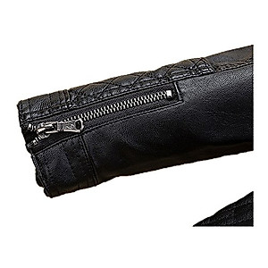 LJYH Boys Girls Fashion Collar PU Leather Jackets Kids Black Outdoor Zipper Coats 7/8yrs