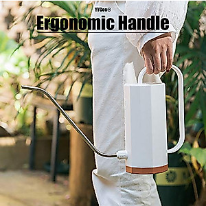 YYGoo Indoor Watering Can, Modern Style Watering Pot with Long Spout, Small Size for House Bonsai Plants Garden Flower, 40oz/1.2L (White)
