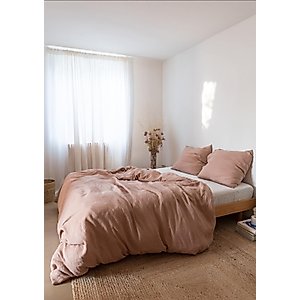 Organic Linen Comforter Cover, Linen Duvet Cover in Dusty Rose, Linen Bedding with Custom Size, 3 Pcs Duvet Cover Set (Queen)