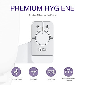 Veken Bidet Attachment for Toilet - Ultra-Slim Self Cleaning Fresh Cold Water Sprayer Bidets for Existing Toilets Seat Baday Beday Badette Bedette with Dual Nozzle for Feminine and Posterior Wash