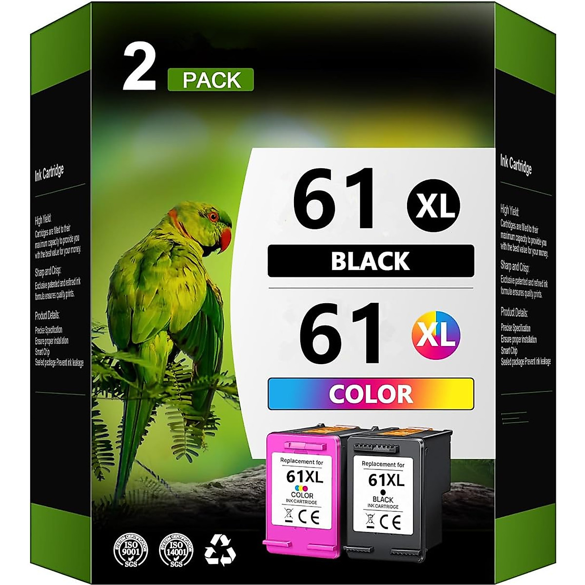 Printer Ink 61 61xl 61 XL Replacement for HP Ink 61 HP 61 Ink Cartridge Combo Pack Printer Ink HP 61 HP Envy 4500 5530 Printer Ink Cartridges (1 Black, 1 Tri-Color, 2 Pack)