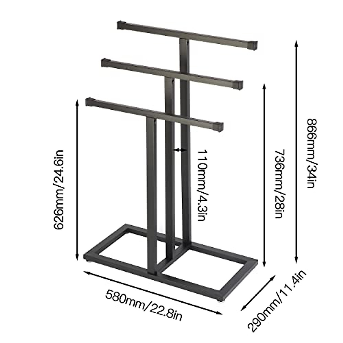 WANLISELL Freestanding Towel Rack 3 Tier Metal Floor Towel Racks Holder Blanket Rack Stand for Bathroom, Kitchen, Pool Towel Drying Racks for Outdoor
