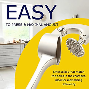 Premium Garlic Press, Professional Garlic Mincer, Easy to Squeeze and Clean, Rust Proof & Dishwasher Safe, Efficient Ginger Crusher- Imperial Silver