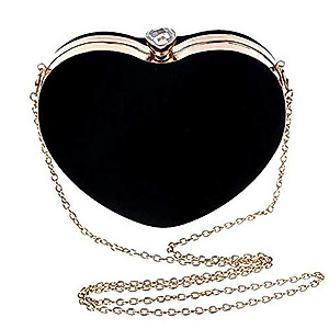 Velvet Heart Shape Clutch Purses for Women Evening Party Tote with Shoulder Chain
