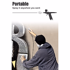 Anesty AHPPro High Pressure Cordless Airbrush Kit, Portable Airbrush Compressor,Connect Air hose Compressor for Makeup,Cake Decoration,Barber, Painting Model,Painting Nail Black