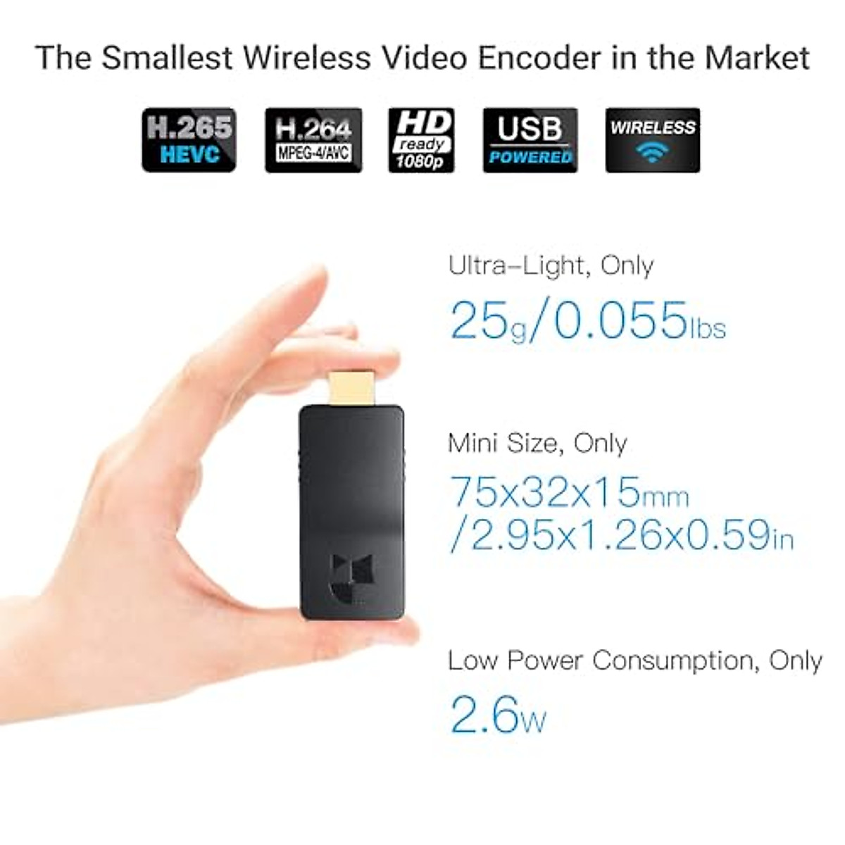 DDMALL Wireless HDMI Encoder HEVC, H.265 H.264 Video Encoder, Live Stream Encoder 1080p Support RTSP UDP RTMP, IPTV Encoder for Facebook, YouTube Live, Twitch and More (HEV-2KW)