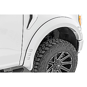 Rough Country SF1 Fender Flares for Ford F-150 (2021-2024) - Sharp Off-Road Style, Extra Tire Coverage, UV-Resistant ABS, Easy Bolt-On, Flat Black (Set of 4)