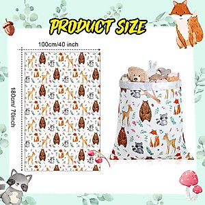 Ctosree 2 Pcs 70" x 40" Large Jumbo Gift Bag for Giant Gifts Woodland Animal Oversize Wrapping Bags with 2 Rolls Ribbons for Birthday Christmas Party(Animal)