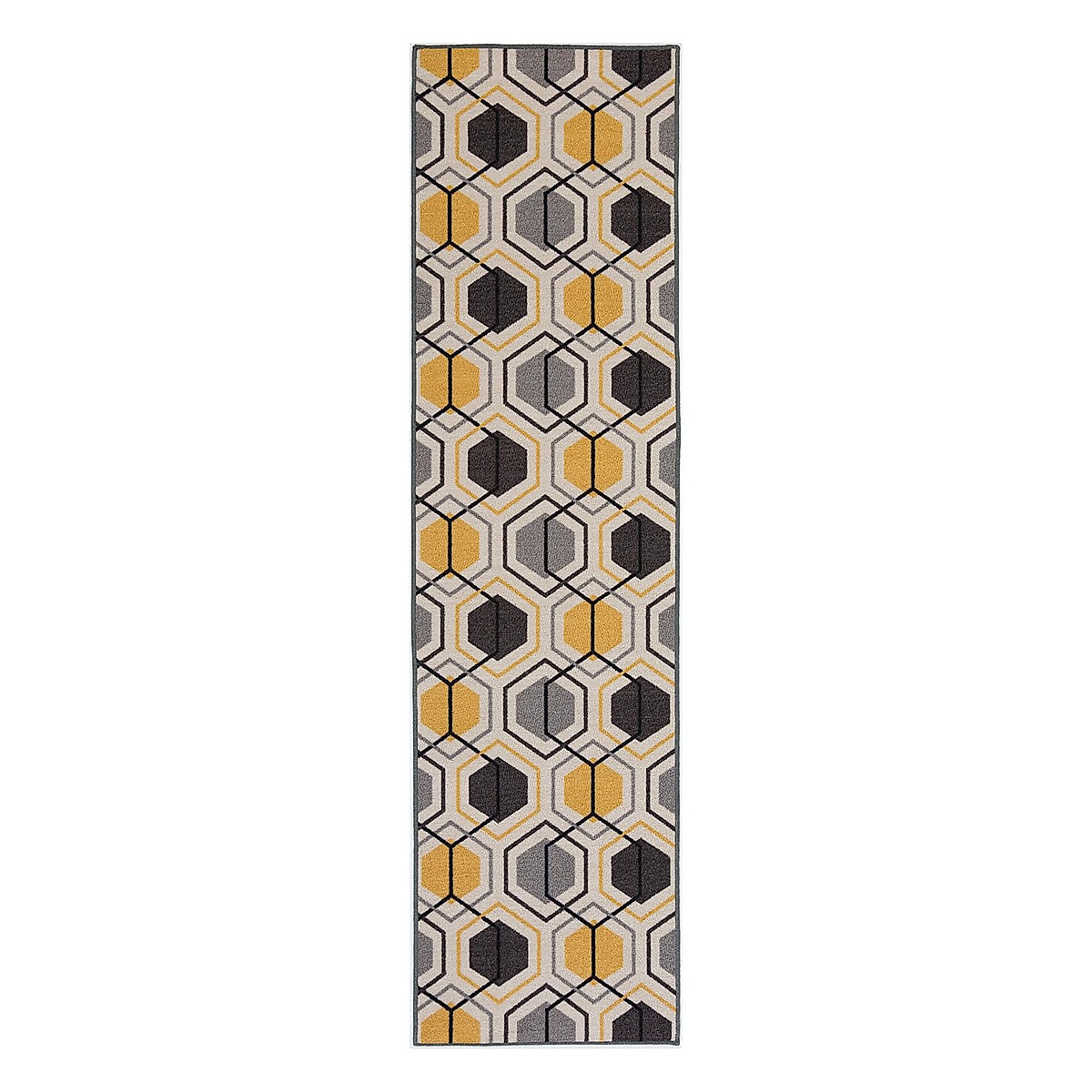 Rugshop Contemporary Geometric Stripe Carpet for Living Room,Bedroom,Home Office,Kitchen Non-Slip Runner Rug (Non-Skid) 2' X 7' (22" X 84") Yellow