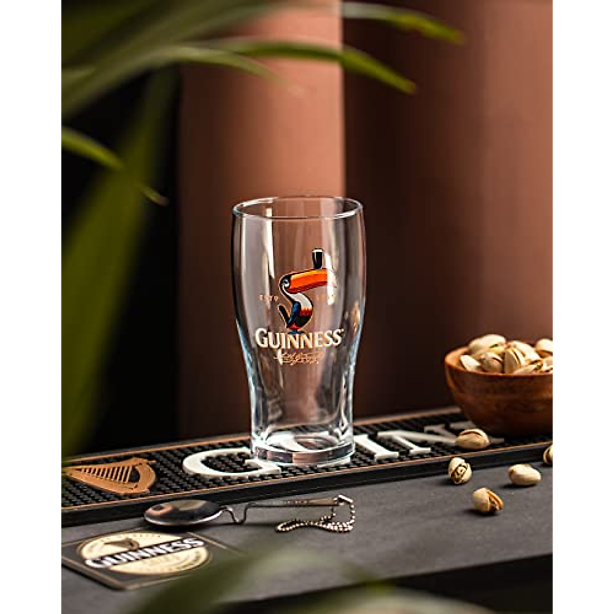 Guinness Toucan Pint Glass, Single Glass | 20oz Pints Drinking Cup | Thick Beer Glasses | Guinness Beer 20 oz Beer Can Glass