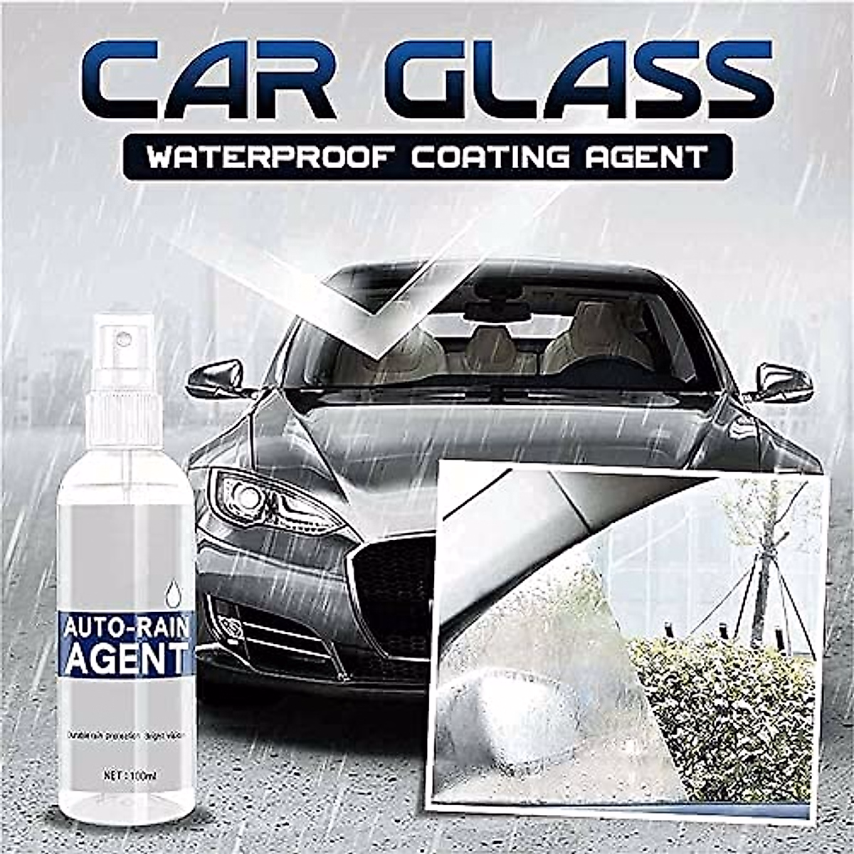 IPQYIHF 2Pcs Car Glass Anti-Fog Rainproof Agent, Car Glass Waterproof Coating Agent 100ml