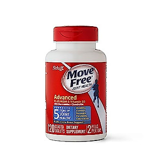 Move Free Advanced Glucosamine Chondroitin MSM + Vitamin D3 Joint Support Supplement, Supports Mobility Comfort Strength Flexibility & Bone + Immune Health - 120 Tablets (60 servings)*