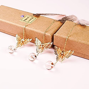 Gold Feather Bookmark 3D Butterfly Book Markers for Women Kids Men Book Lovers Reader Teacher Student Gift