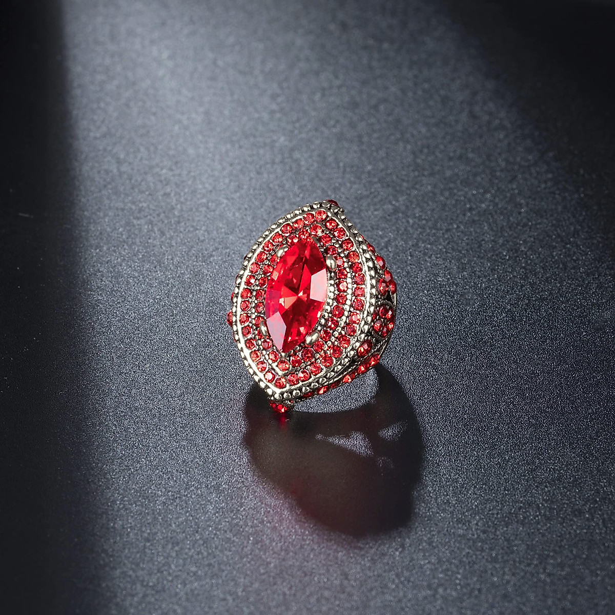 CKHAO Women Ring - Big Size Antique Gold Plated Turkish Style Red Gemstone Vintage Ring Women Jewelry J0769RED (9)