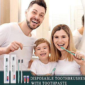 Xuezoioy Disposable Toothbrushes with Toothpaste,100 Pack Individually Wrapped Disposable Travel Toothbrushes Kit in Bulk for Homeless,Nursing Home,Hotel,Charity (Apricot+Green)