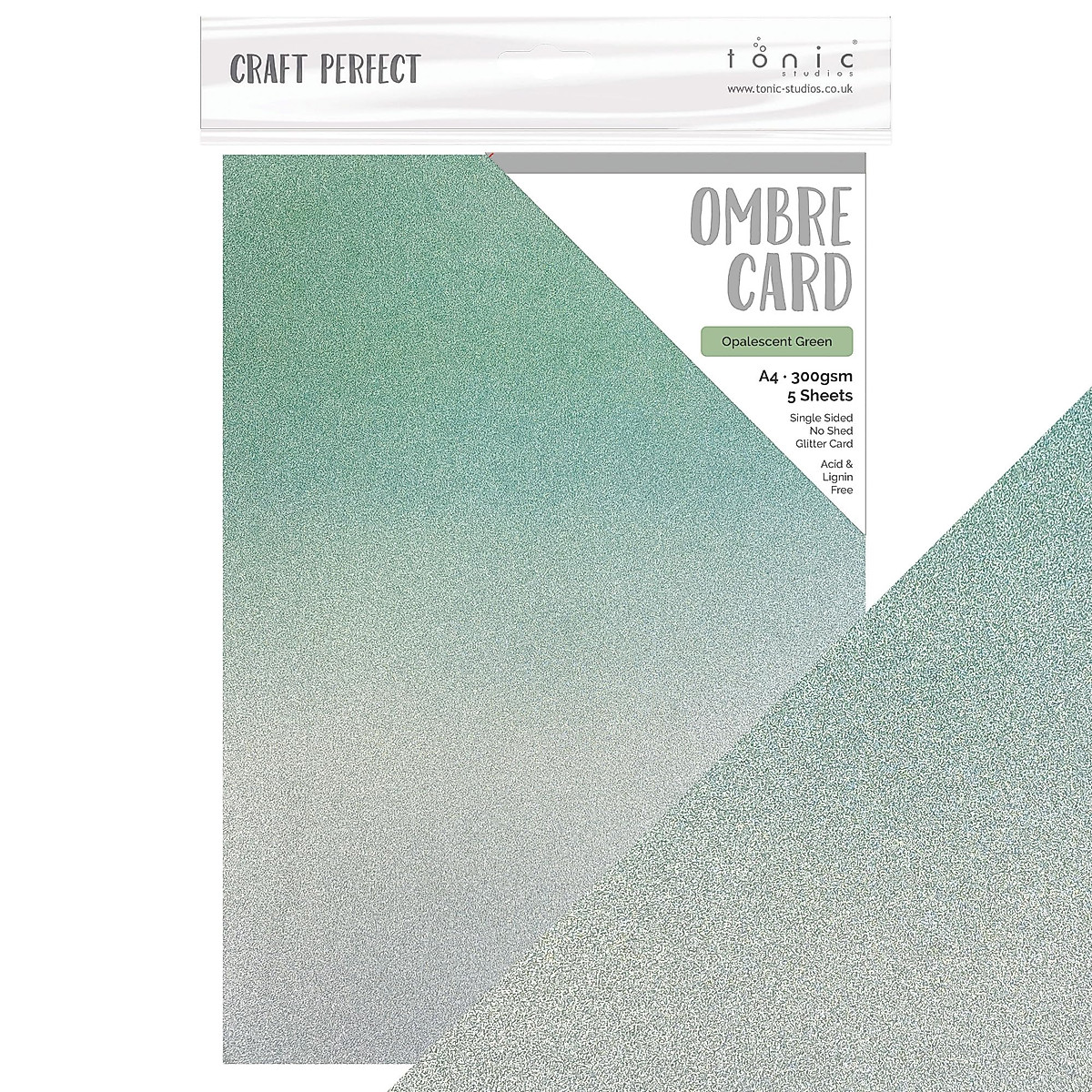 Craft Perfect Ombre Glitter Cardstock 8.5"X11"-Opalescent Green
