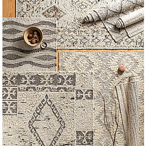 Hauteloom Aliaga Wool Living Room, Bedroom Area Rug - Global - Gray, Beige, Brown - 8' x 10'