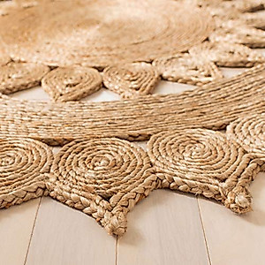 SAFAVIEH Natural Fiber Round Collection 3' Round Natural NFB246A Handmade Boho Country Charm Jute Area Rug