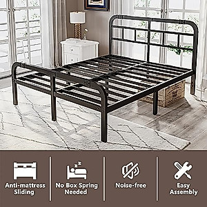 Artimorany California King Bed Frame with Headboard and Footboard, 14 Inch High, 3500 Pounds Heavy Duty Metal Slats Support for Mattress, No Box Spring Needed,Noise-Free, Black
