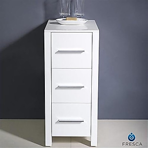 Fresca Bath Torino Bathroom Linen Side Cabinet, 12", White