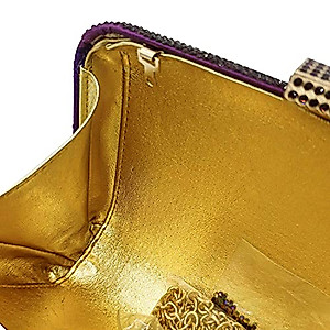 Boutique De FGG Toucan Bird Purple Crystal Clutch Purses for Women Evening Handbags Party Rhinestone Clutch Bag, Small