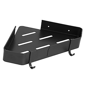 Hilitand Bathroom Corner Rack, Wall Mounted EuropeanStyle Black Space Aluminum Shower Corner Shelf Single Layer Storage Rack for Bathroom, Shelf Baskets
