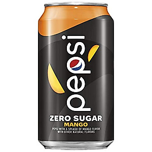 Pepsi Zero Sugar Cola Soda Pop, Mango, 12oz Cans (12 Pack)