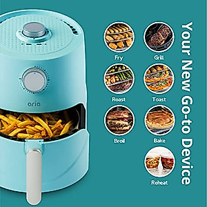 Aria Teflon-Free 3 Qt. Premium Ceramic Air Fryer with Recipe Book, Seafoam Teal