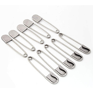Tool Gadget Large Safety Pins, 5 inch Safety Pins, 10 PCS Stainless Steel Safety Pins Large, Silver Huge Strong XL Safety Pins, Extra Large Laundry Pins for Blankets, Heavy Laundry, Upholstery(5")