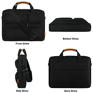 DOMISO 17-17.3 Inch Laptop Bag Business Briefcase with Shoulder Strap Messenger Bag Compatible with 17" Laptops/17.3" HP Pavilion/MSI GS73VR Stealth Pro/Dell Inspiron 17/Acer/ASUS,Black