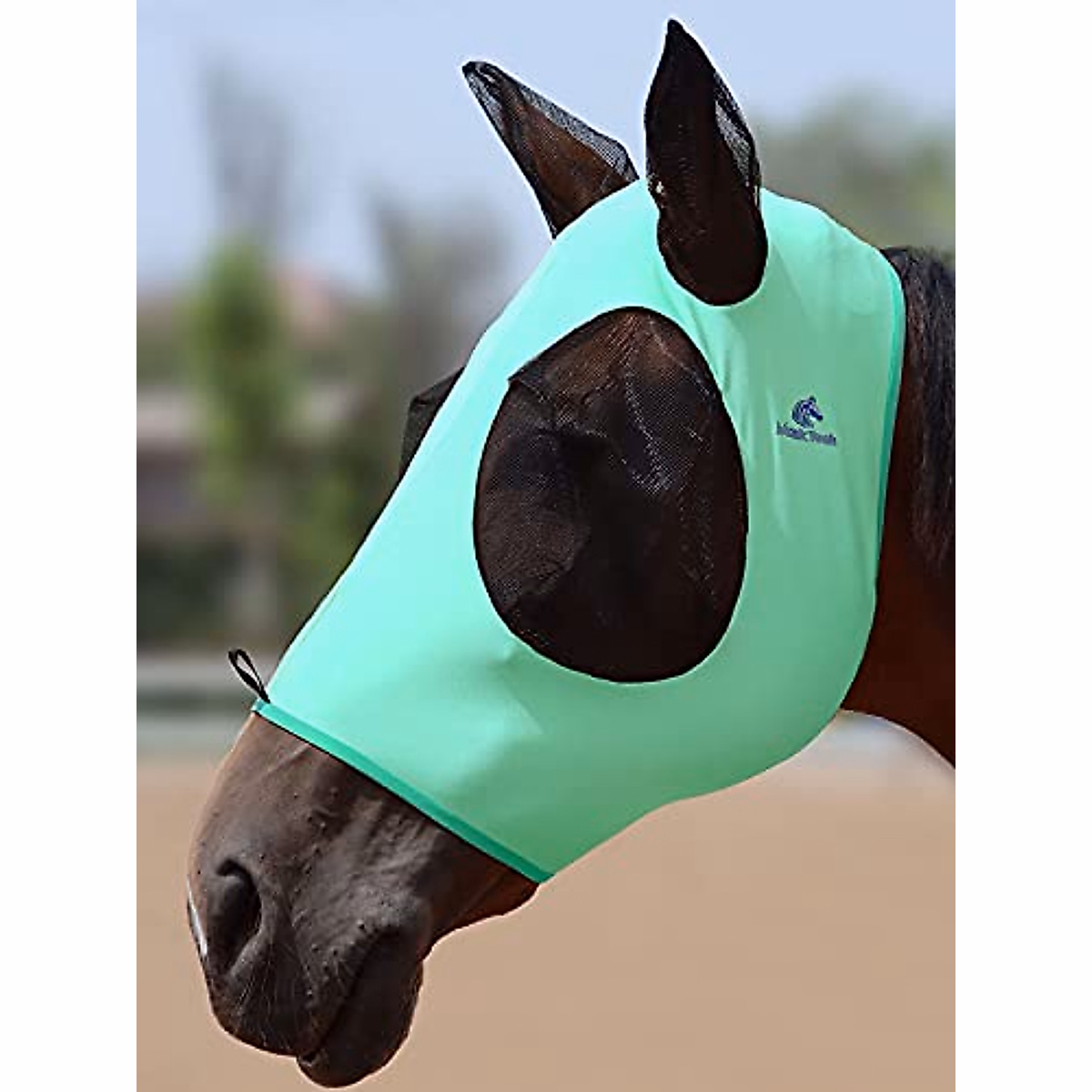 Mask Tech Horse Fly Mask Elasticity Breathable Fabric with UV Protection Soft Mesh for Horse Summer Mint L