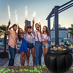 2 Pack Large Halloween Inflatable Cauldron Drink Cooler Halloween Cooler for Drinks, Witch Cauldron Beverage Holders for Halloween Party Decoration Witch Party Supplies, 22 x 18 Inch